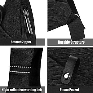 OSOCE Sling Bag Chest Backpack Casual Daypack Black Shoulder Crossbody Lightweight Anti Theft Outdoor Sport Travel Hiking Bag For Men Women