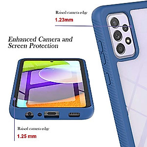 Ostop Case Compatible with Samsung Galaxy A52 5G/4G,Full Body Rugged Clear Case with Built-in Screen Protector,Front and Transparent Back Dual Layer Hybrid Cover,Shockproof Soft TPU Bumper Case,Blue