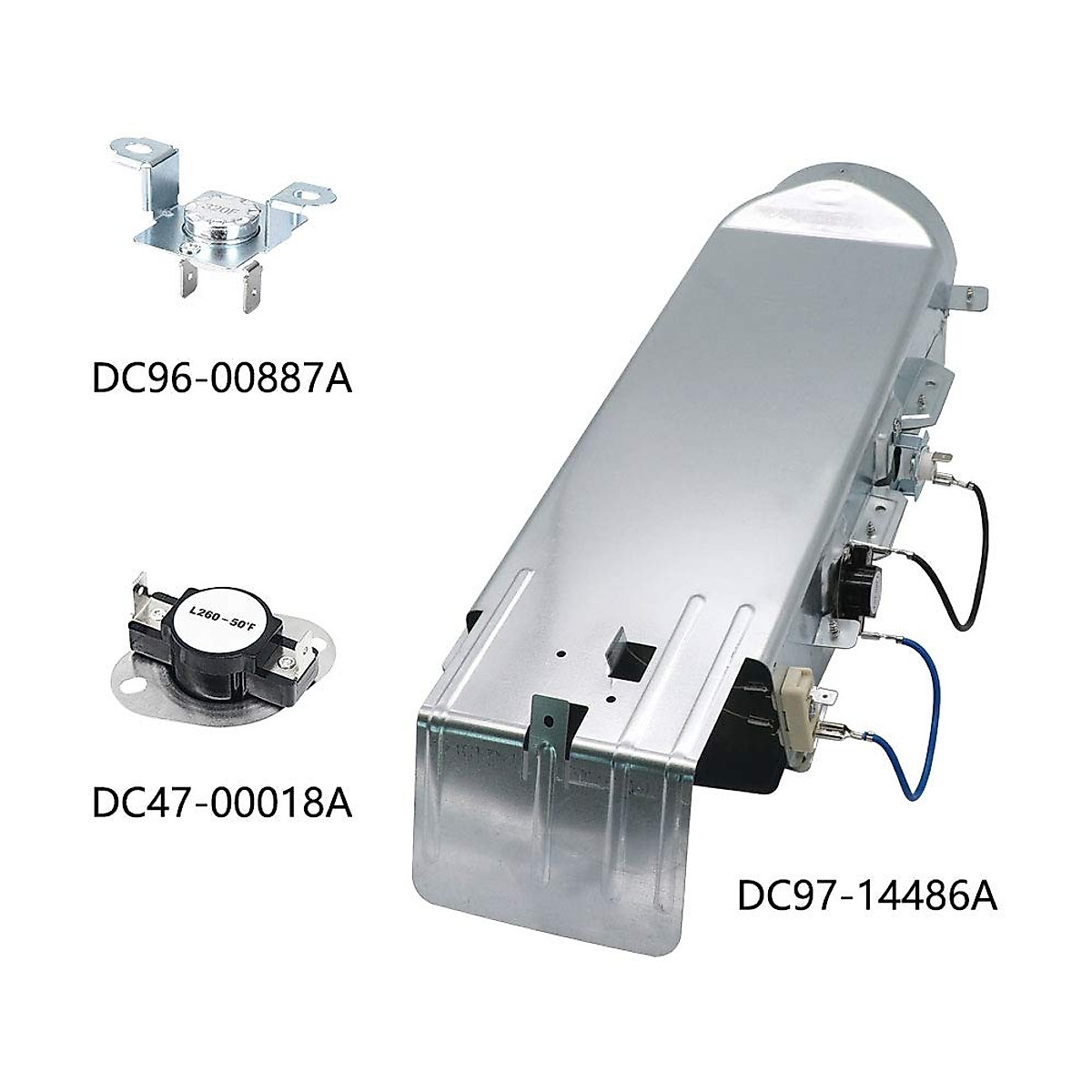 DC97-14486A Heating Element Assembly Dryer Replacement Part for Samsung & Kenmore Replaces DC97-14486D DC9714486A AP4342351 DC97-08891A 1795935 EAP2432265 PS2432265 (with DC96-00887A & DC47-00018A)