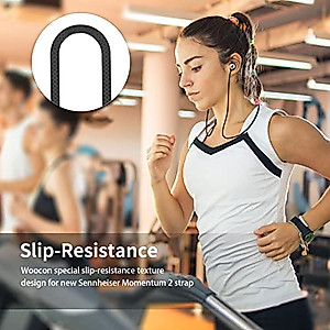 Woocon for Sennheiser momentum 2 Strap, Soft Silicone Sports Anti Lost Lanyard Special Anti-slip Texture Design Accessories Compatible with Sennheiser momentum true wireless 2 Neck Rope Cord(Black)