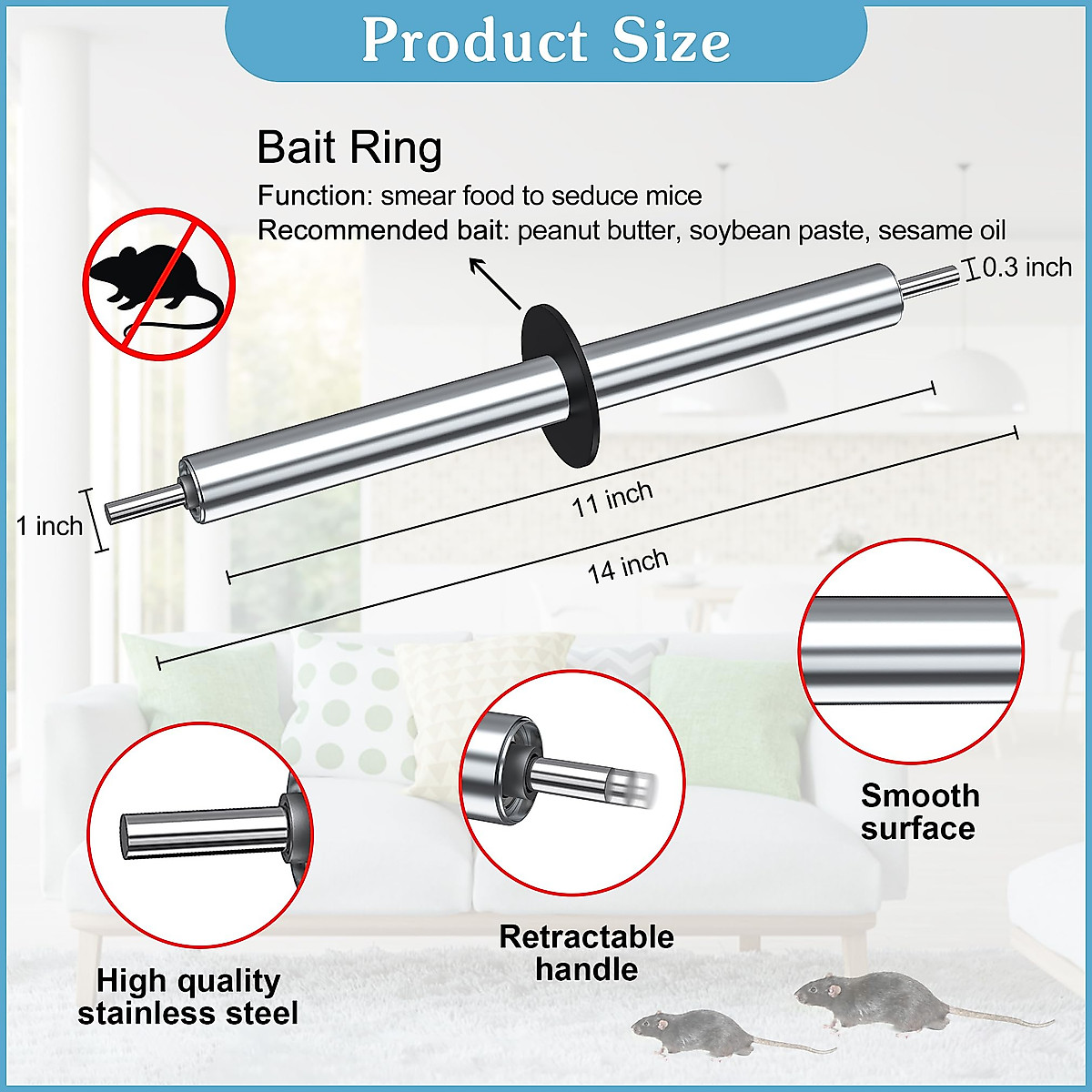 2 Pack Rolling Log Mouse Trap, Humane Live Mouse Trap Bucket, Rat Traps for House, Auto Release Catch No See Kill Trap for Mice and Rats