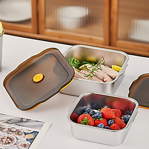 BEFOY Stainless Steel 101oz Big Food Storage Containers with Translucent Lid Food Lunch Box Containers Leak-proof Light Easy Set with Air Vent Snack Boxes (700/1700/3000)