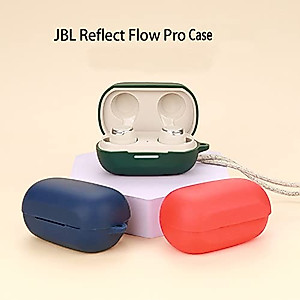 SKTDWEI Silicone Protective Case Compatible JBL Reflect Flow Pro Case Cover Anti-Lost Shockproof with Keychain Easy Carrying Replacement Case (Blue)