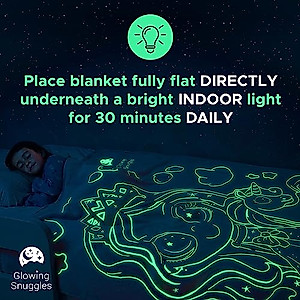 GLOWING SNUGGLES Princess Unicorn Glow in The Dark Blanket for Girls - Unicorn Princess Birthday Halloween Thanksgiving for Girls; Unicorn Princess Toys; Cute Soft Room Decor