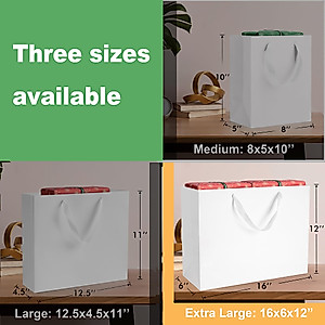 MOXARYSU White Gift Bags With Handles: 16x6x12 Inch 3pcs Extra Large White Paper Gags Bulk For Party Shopping Birthday Wedding