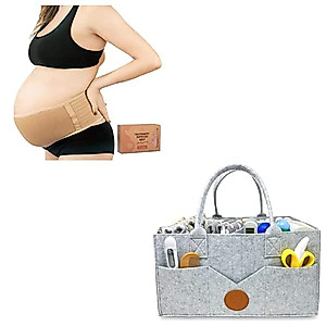 KeaBabies Pregnancy Belly Support Belt and Storage Caddy Bundle - Pregnancy Back Brace - Large Diaper Caddy Organizer