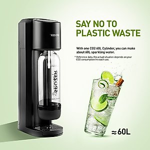 SPOZER Sparkling Water Maker Machine Soda Maker Fizzy Water Maker for Carbonating with 1L Bottle, Compatible with Screw-in 60L CO2 Cylinder