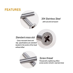 binifiMux 100pcs Flat Phillips Head M6 x 8mm/ 10mm/ 12mm/ 14mm/ 16mm 304 Stainless Steel Screws Kit