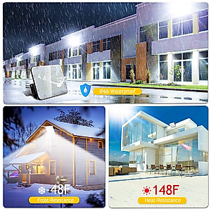 SERWING Led Flood Light 100W, Outdoor Lights, 12000LM Super Bright with 5000K Daylight, IP66 Waterproof LED Flood Lights Outdoor for Garden, Yard, Playground, Basketball Court(2 Pack)