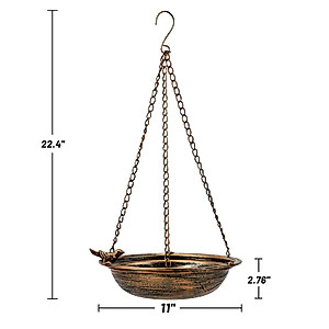 MNRYLKB Metal Hanging Bird Baths for Outdoors,Outdoor Bird Feeder,Backyard, Patio Garden Yard Decoration (Gold)