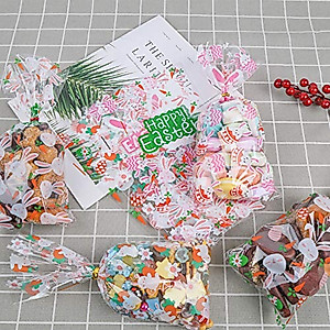 STEFORD Easter Clear Cellophane Bags,120PCS Clear Candy Cookie Treat Bags for Easter Supplies