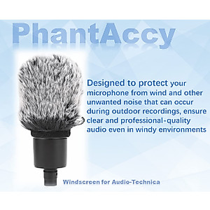 PhantAccy Pop Filter/Windscreen for Audio-Technica AT-2020 AT-2035 AT-2040 AT-2040 AT-2050 AT-2500 AT-4040 Microphones, Furry Mic Cover for Wind and Ambient Noise Reduction (Furry-BlackWhite)