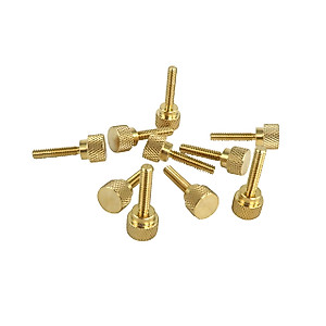 10 Pack 8-32 x 3/4 Inch Threads Solid Brass Diamond Knurled Thumb Screws Knobs with Straight Shoulders Right-Hand Threads SAE Flat Tip Uncoated (8-32 x 3/4 inch Long Threads)