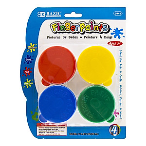 BAZIC Finger Paint Set Assorted Color 160ml, Non Toxic Painting Fun Art Supplies, DIY Craft Activity for Kids at School Home Age 3+ (4/Pack), 1-Pack