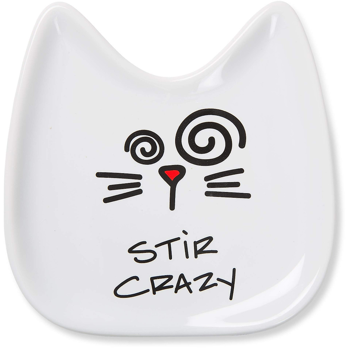 Pavilion Gift Company Blobby Cat, Cat Spoon Rest "Stir Crazy", 5", White