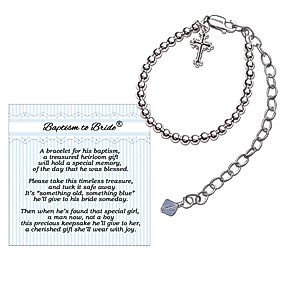 Cherished Moments Baptism to Bride Cross Bracelet for Boys in Sterling Silver