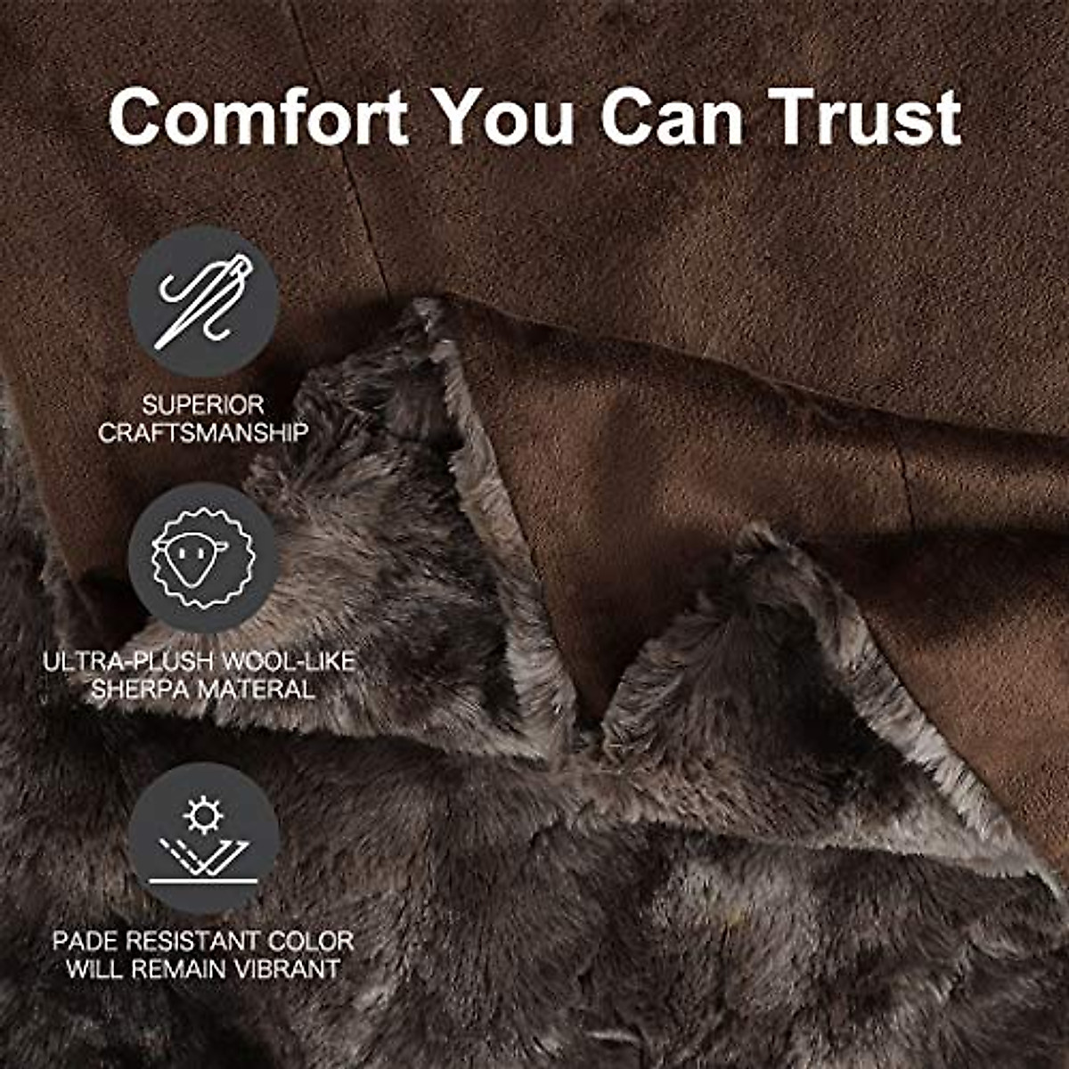 PiccoCasa Soft Faux Fur Blanket Twin Size - Reversible Tie-dye Luxury Shaggy Throw Blanket for Sofa, Couch and Bed - Plush Fluffy Fleece Blankets As Gifts 60 x 78 Inch Brown