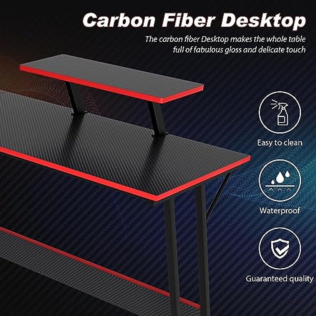 BORGEBY L Shaped Desk, Gaming Desk, Corner Computer Desk with Monitor Shelf, Home Office Desk with Large Desktop, Pc Desk for Working/Gaming/Sturdy/Writing, Corner Desk