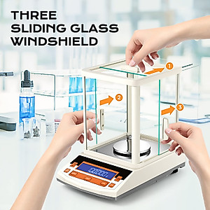 Bonvoisin Analytical Balance 300gx1mg Precision Lab Scale 0.001g Digital Analytical Scale RS232 Interface Laboratory Electronic Balance LCD Display with Windshield (300g, 1mg)