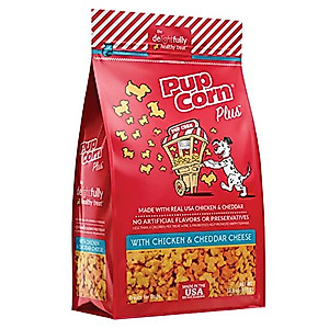 Pupcorn Plus Puffed Dog Treats w/ Prebiotic & Probiotics, cheese, 14.5 oz (Pack of 1)