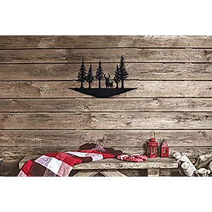 Whitetail Deer Buck Pines | Laser Cut Metal Wall Art Sign for Rustic Home, Cabin, Garage, and Man Cave Decor | BIG GAME STEEL