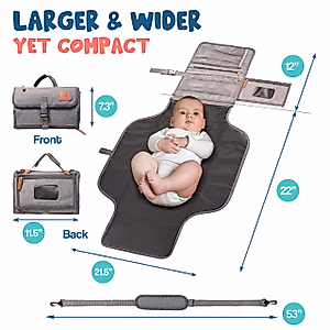 Portable Diaper Changing Pad for Diaper Bag, Waterproof Baby Changing Pad, Portable Changing Pad for Baby with Smart Wipes Pocket - Lightweight Travel Changing Pad On The Go - Baby Pad - Baby Gift