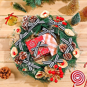 120 Pieces Twist Tie Bows Satin Ribbon Bows Tie Bows for Tying up Packages Present Crafts Gift Bags Candy Bags Decorating (Black and White Stripe)