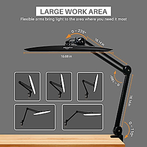 bemelux LED Desk Lamp with Clamp, Dimming Task Lamp for Reading Desktop Office Workbench Table Architect Sewing Study Home Craft, Bright 117PCS LEDs, 2200 Lumens 20 Inch Metal Swivel Arm Work Lamp