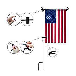 MIPON 3 Pack Garden Flag Stand Holder Stakes, Iron Weather Proof Paint with Flag Stoppers and Clip, without Flag