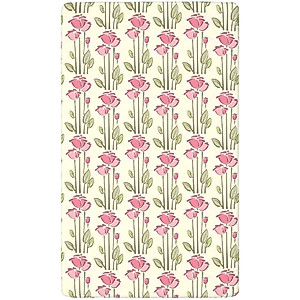 Rose Themed Fitted Crib Sheet,Standard Crib Mattress Fitted Sheet Soft & Stretchy Fitted Crib Sheet-Baby Sheet for Boys Girls,28“ x52“,Multicolor