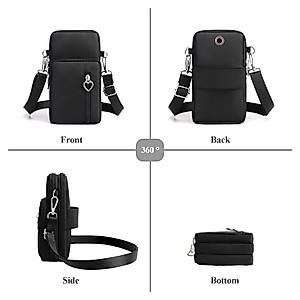 WITERY Cell Phone Crossbody Bag - Nylon Waterproof Small Cell Phone Purse Wallet, Travel Purses Wristlet Women Teen Girls with Adjustable Strap