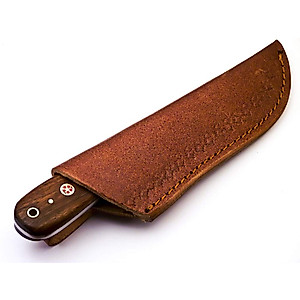 Rare Custom Damascus Full Tang Bushcraft Skinning Knife Hunting Knife | Best Quality Outdoor Knife Camping Knife | Cow Horn Handle with Free Genuine Leather Sheath (S-74)