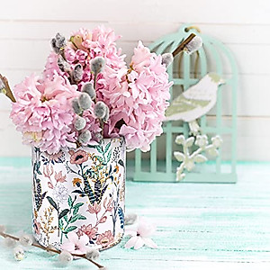 WAVEYU Pen Holder for Women Girls, Decorative Pencil Organizer, Makeup Brush Holder, Leather Multi-Functional Organizer for Office, Home, Classroom, White Flower