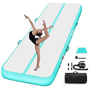 Tumbling Track Mat 10FT 4 Inch Thickness Inflatable Gymnastics Mats Air Mat Tumble Track, Air Floor Training Mats with Air Pump for Kids Gym Home Use Cheerleading Yoga