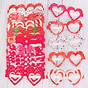 HOWAF Valentine's Day Party Favors for Kids, 27 Pack Paper Valentine Glasses Photo Props Valentines Decoration Costume Party Glasses Frame for Kids Valentines Gift Bulk Toys for Teacher Prizes