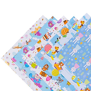 LeZakaa Birthday Wrapping Paper Sheet - 12 Sheet with 6 Different Animal Design for Kids, Boys, Girls -27.5 x 19.6 inches Per Sheet