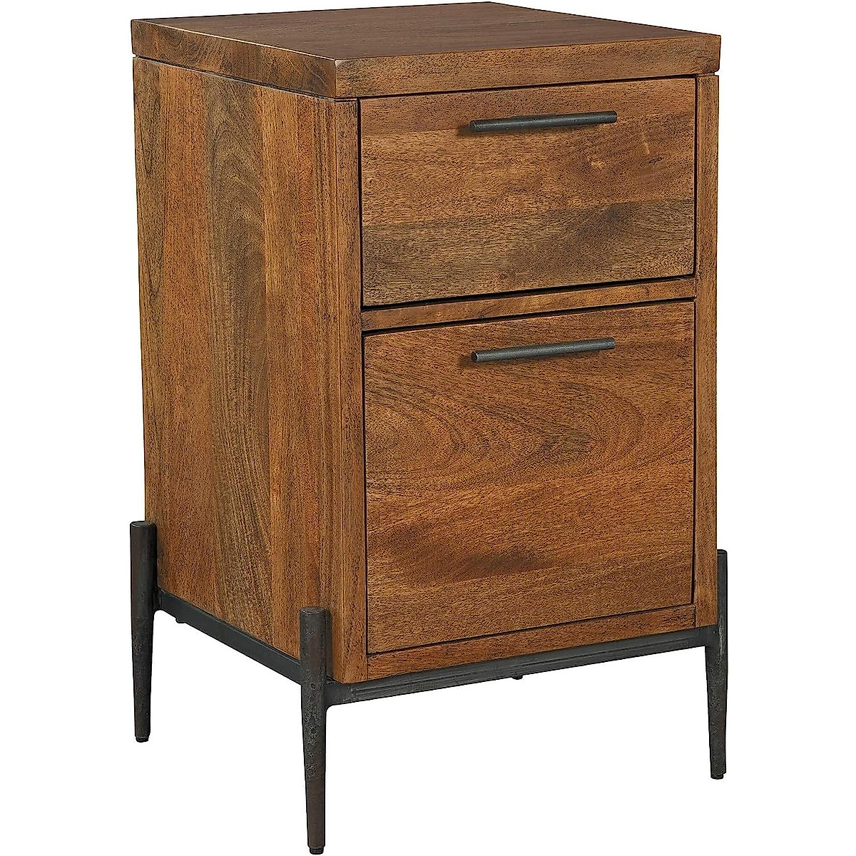 Hekman Furniture Office HomeBedford Filing Cabinet ? Bedford Finish, Durable Mango Solids, Metal Forged Iron Base & Hardware, 2 Storage File Drawers, Rustic Home Decor