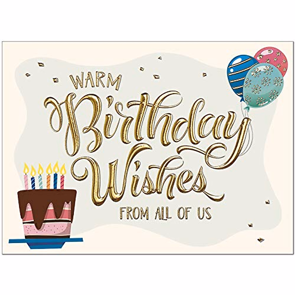 25 Premium Employee Birthday Cards - Elegant "From All Of Us" design with Gold Foil Embossing - 26 Vanilla Envelopes - FSC Mix