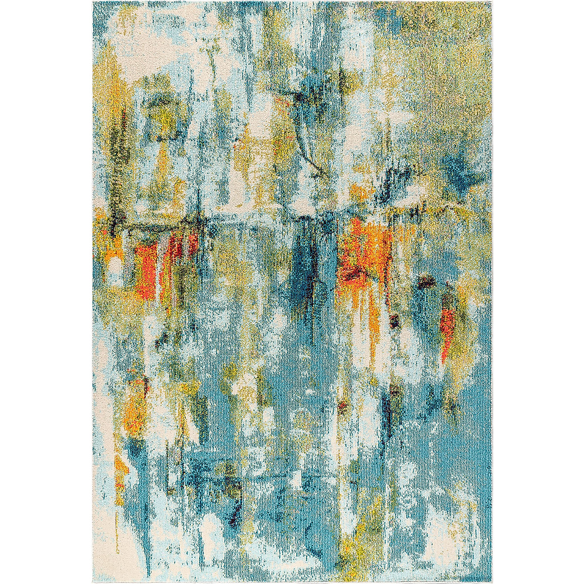 JONATHAN Y CTP100A-8 Contemporary POP Modern Abstract Waterfall Blue/Cream 8 ft. x 10 ft. Area-Rug, Bohemian, Easy-Cleaning, for Bedroom, Kitchen, Living Room, Non Shedding