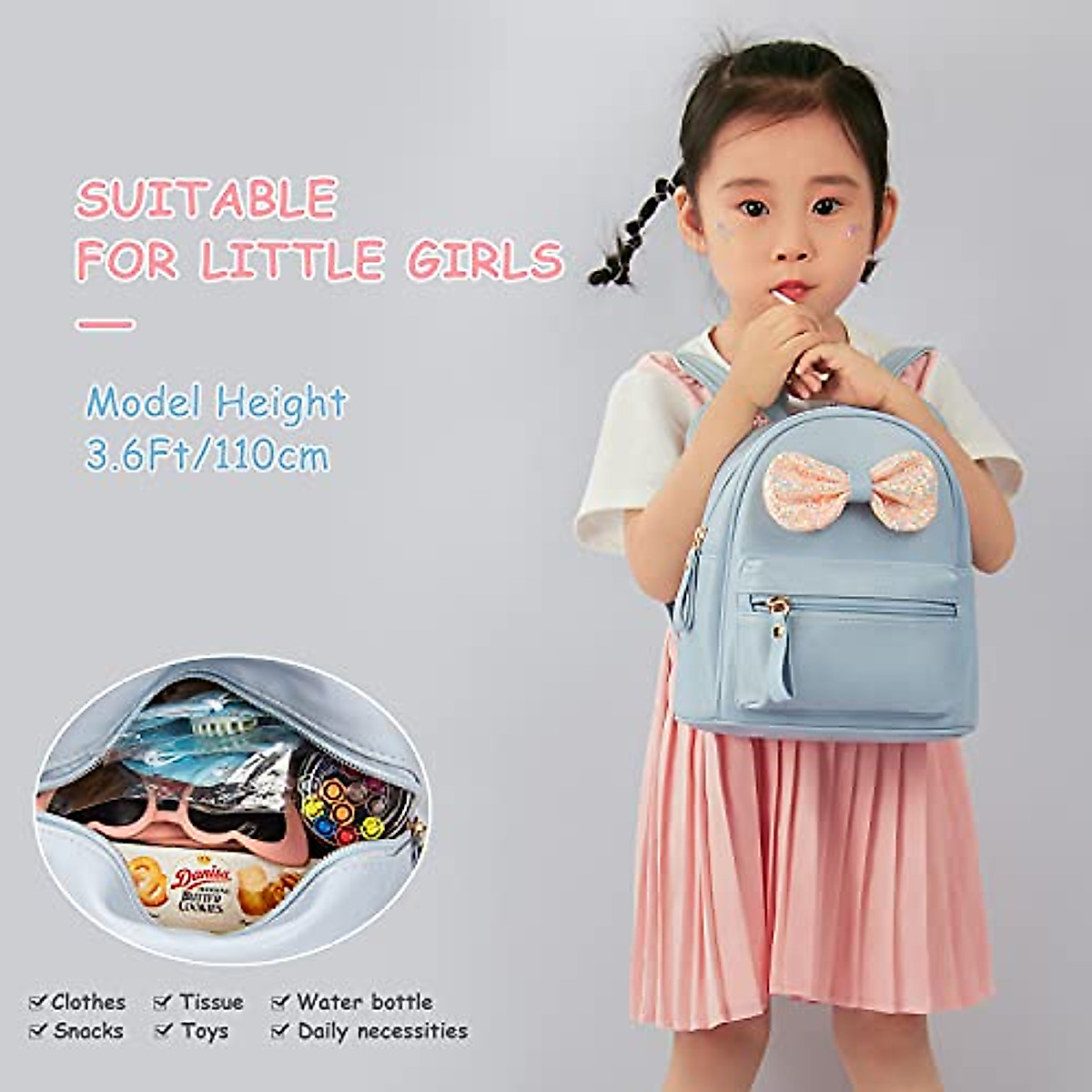 SCHUM ARSON Mini Backpack for Girls Cute Bowknot Toddler Backpack Purse Cartoon Mouse Ears Purse Mini Backpack for Teen Girls