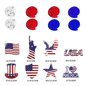 ZERODECO USA Party Supplies, Navy Blue Red Paper Fans Set Pom Poms Star Streamer Hanging Swirls USA Flag for 4th of July Day Patriotic Decorations Birthday Wedding Graduation Independence Day