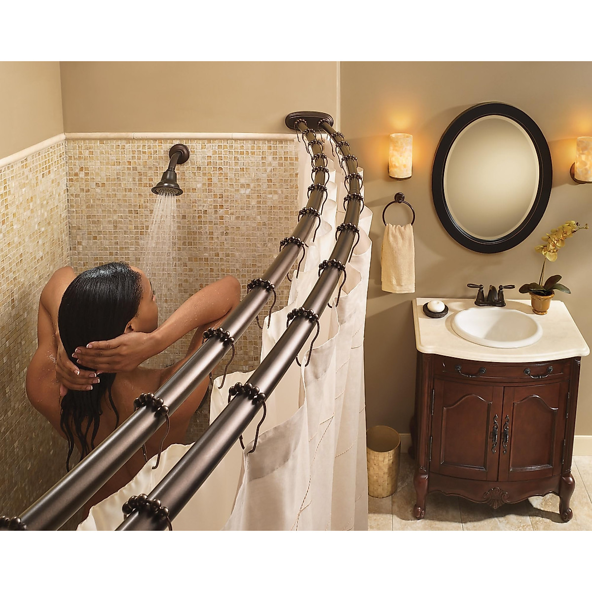 Moen Brantford Oil-Rubbed Bronze Posi-Temp Pressure Balancing Eco-Performance Bathtub Shower Trim Kit with Traditional Showerhead, Shower Handle, Arm, Tub Spout (Valve Required), T2153EPORB