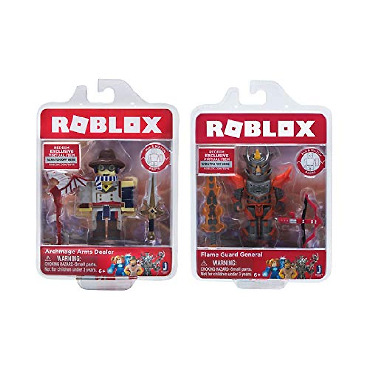 Roblox Action Collection - Archmage Arms Dealer + Flame Guard General Two Figure Bundle [Includes 2 Exclusive Virtual Items]