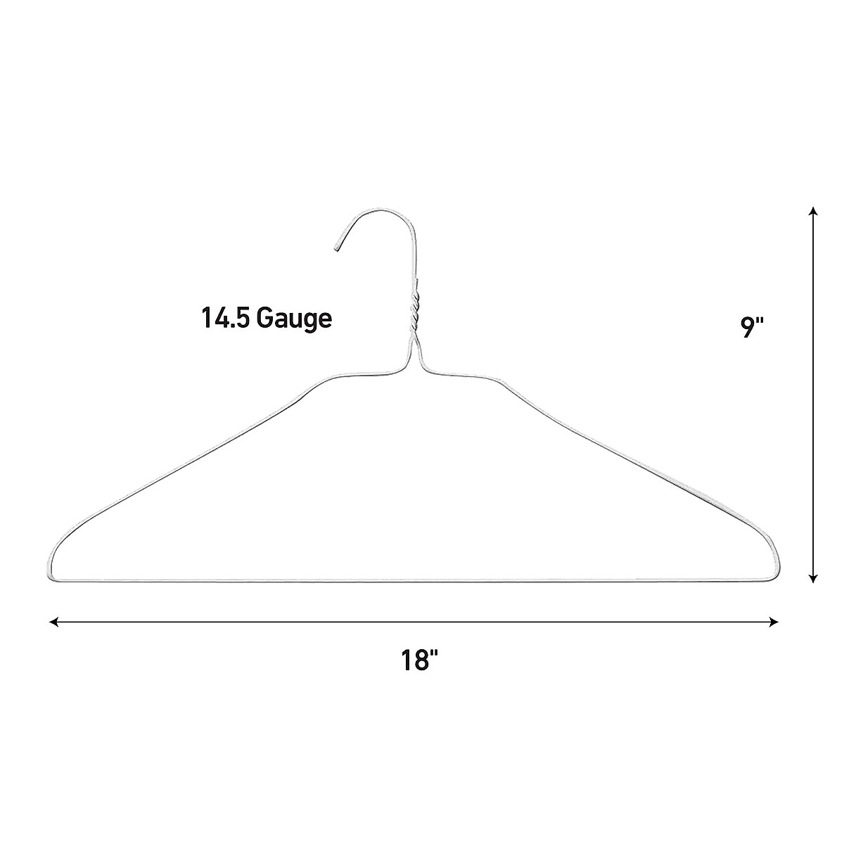 ATZ Industries 18 Inch Bulk White Wire Hangers 50 Pack - Teen and Adult Size Space Saving Hangers for Tight Closets, College Dorm, Dry Cleaners, DIY Projects and Crafts - Made with 14.5 Gauge Wire