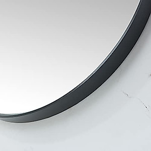 VINNOVA Cascante 28 in. W x 28 in. H Round Metal Wall Mirror in Brushed Black