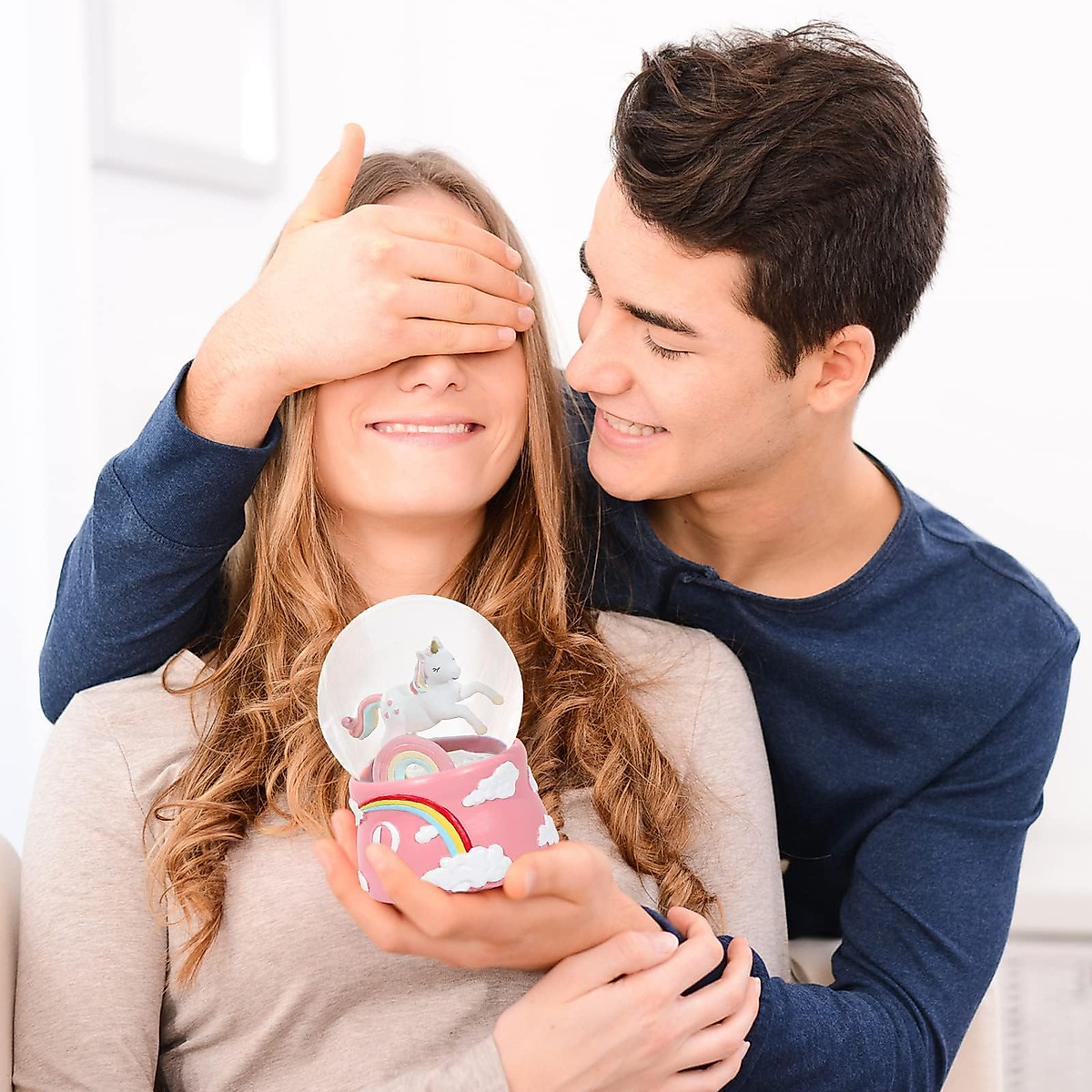 Unicorn Snow Globe for Kids - Christmas Snow Globes for Girls, Music Snowglobe for Women Daughter Granddaughter, Pink Valentine Gift for Mom Granddaughter Sister Birthday Presents