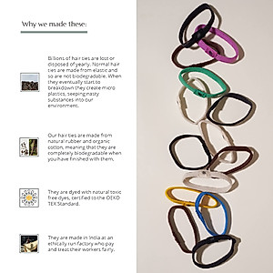 Wild & Stone | Pack of 6 Hair Bands | 100% Biodegradable and Plastic-Free Elastic Hair Ties | 100% Organic Cotton and Natural Plant-Based Rubber | No Crease Ponytail Holder (Multicolor)