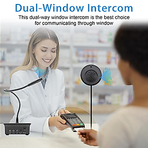 ChunHee Window Speaker Intercom System Anti-Interference Dual-Way Intercommunication Microphone and Speaker Bank Window Intercom Glass Window Microphone for Business/Bank/Office/Hospital