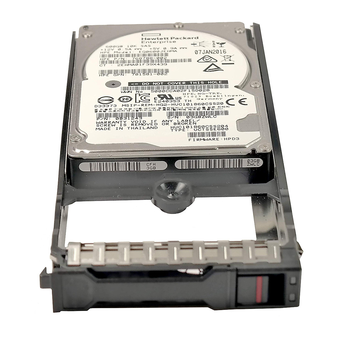 HPE 600GB EG0600JEHMA 768788-002 781581-002 HUC101860CSS204 0B31243 SAS 2.5" SFF with 5697-3141 5697-3149 C3598 CAV Tray Caddy