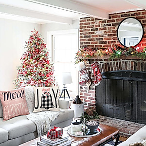 Geefuun Rose Gold Christmas Pillow Covers 18 x 18 Decorations Indoor Home Pink Decor Set of 4 - Xmas/Holiday/Winter Bedroom Decorative Pillowcase for Couch, Bed（No Fillers）